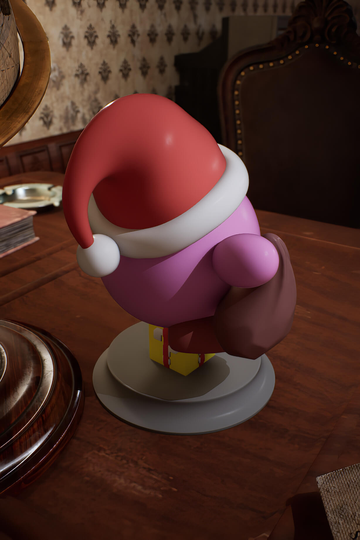 Kirby Christmas Figurine - Santa Kirby With Donut 3D Print Model by ...