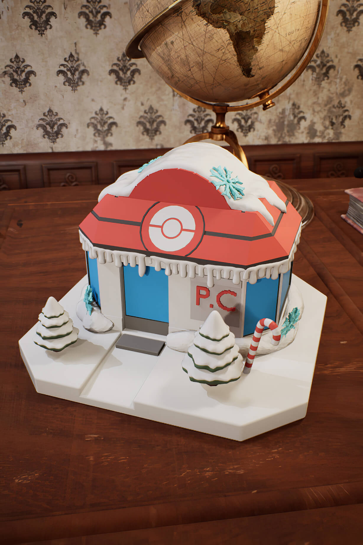 Pokemon House - Hoenn Pokecenter Xmas Version (PKMN Gen. 3) 3D Model by PresentUnited3D