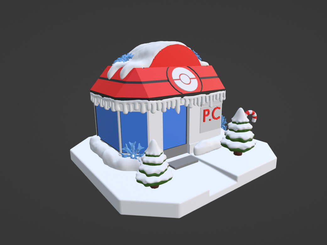 Pokemon House - Hoenn Pokecenter Xmas Version (PKMN Gen. 3) 3D Model by PresentUnited3D