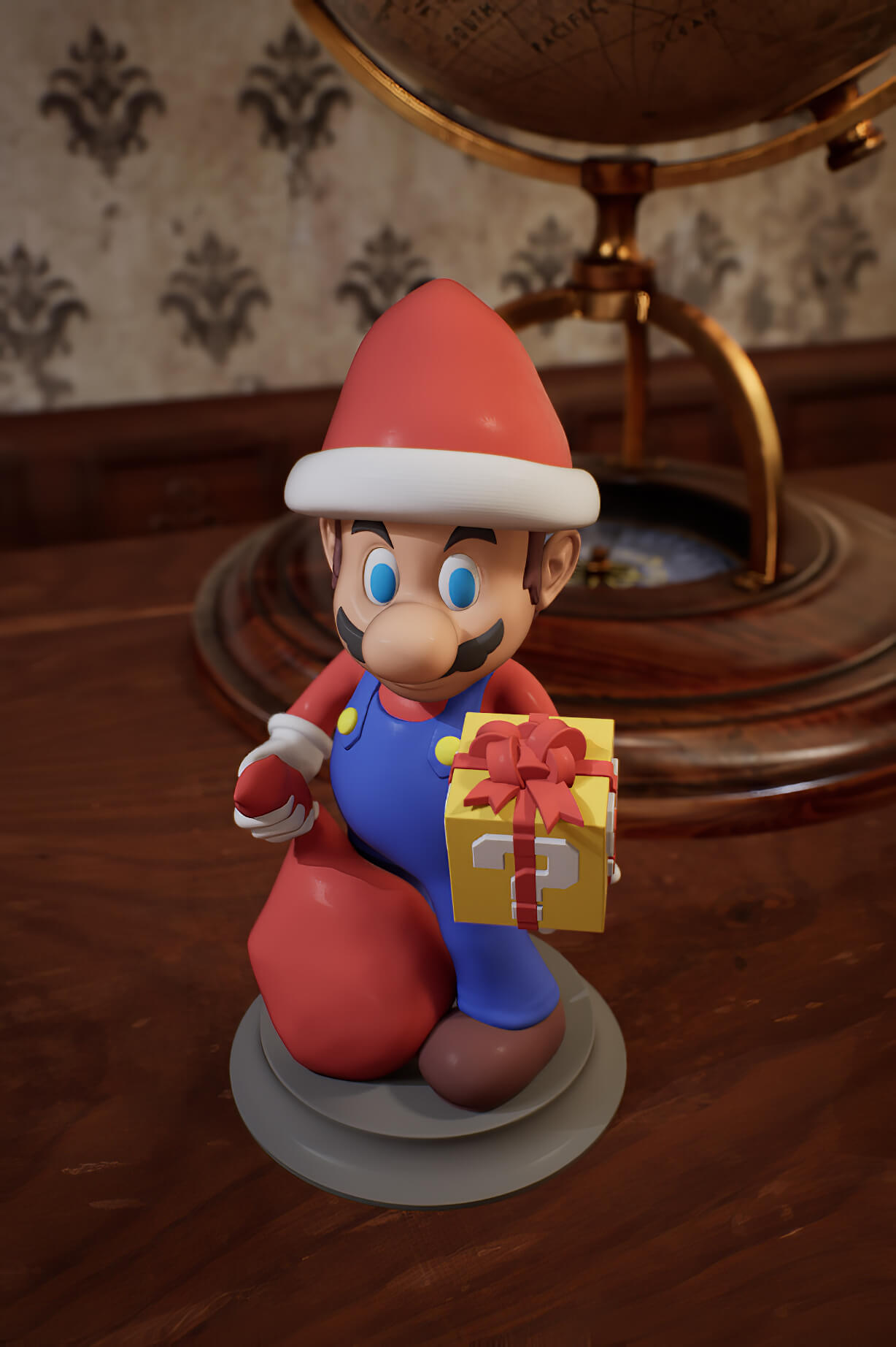 Super Mario Mario Christmas Tabletop Figurine - 3D Model by PresentUnited3D