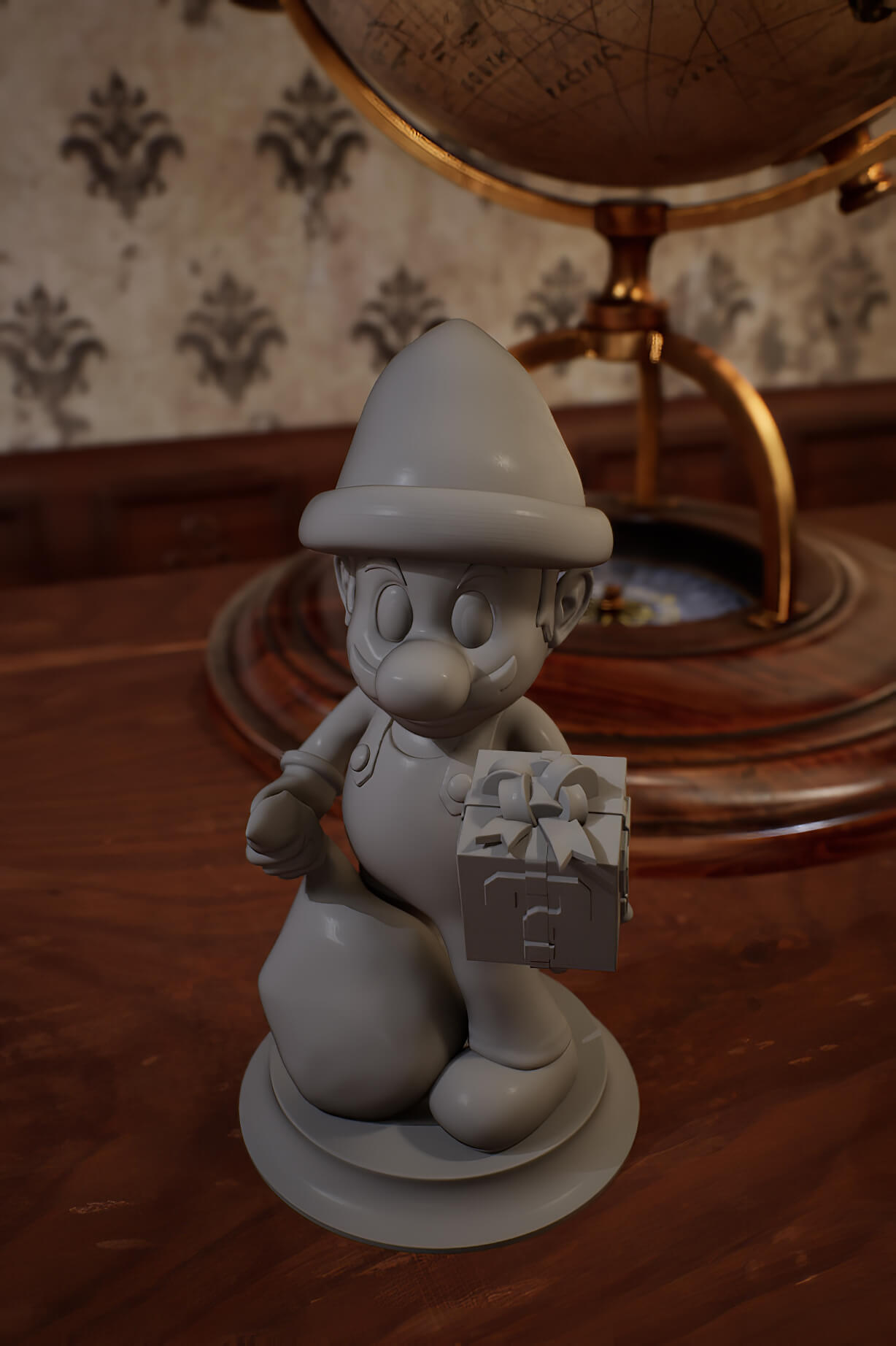 Super Mario Mario Christmas Tabletop Figurine - 3D Model by PresentUnited3D