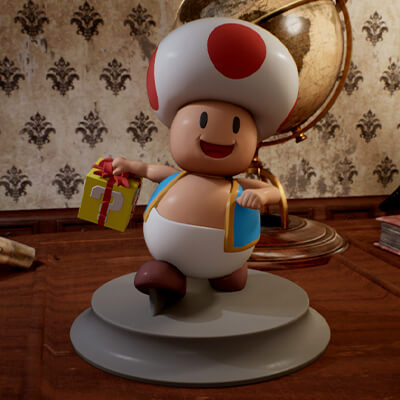Super Mario Toad Christmas Tabletop Figurine - 3D Model by PresentUnited3D