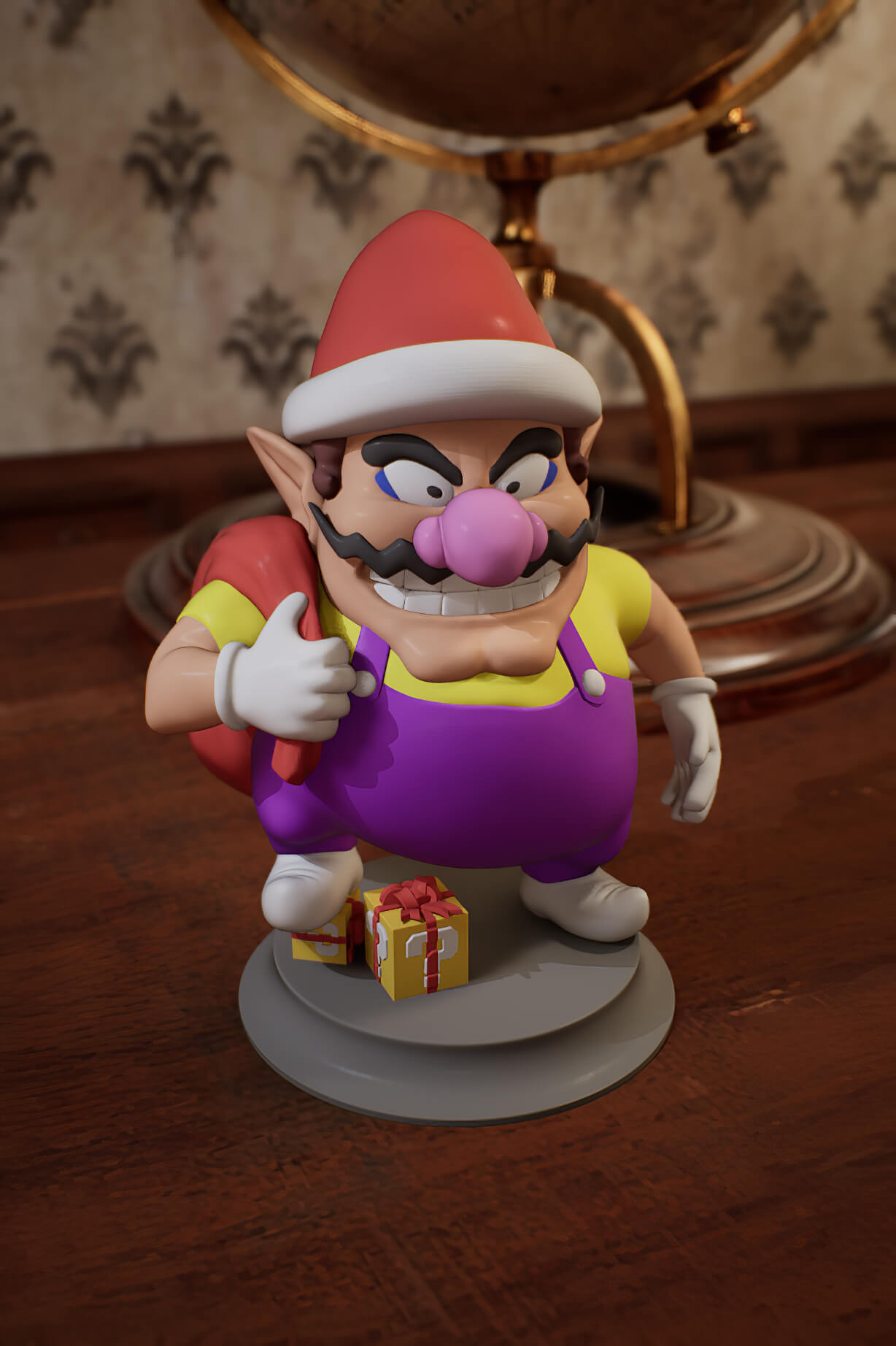 Super Mario WARIO Christmas Tabletop Figurine - 3D Print Model by ...