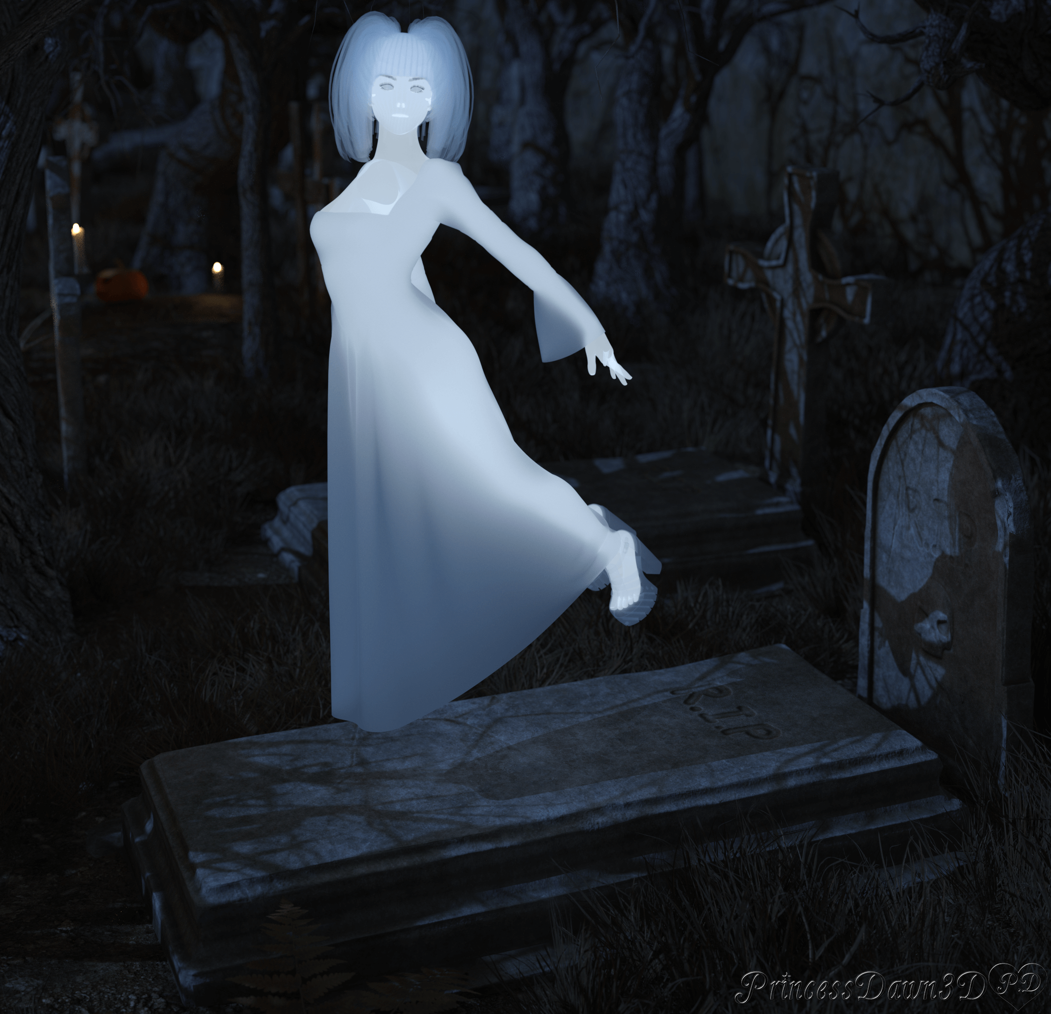 Luna The Ghost 3D Render, Digital Art by PrincessDawn3D