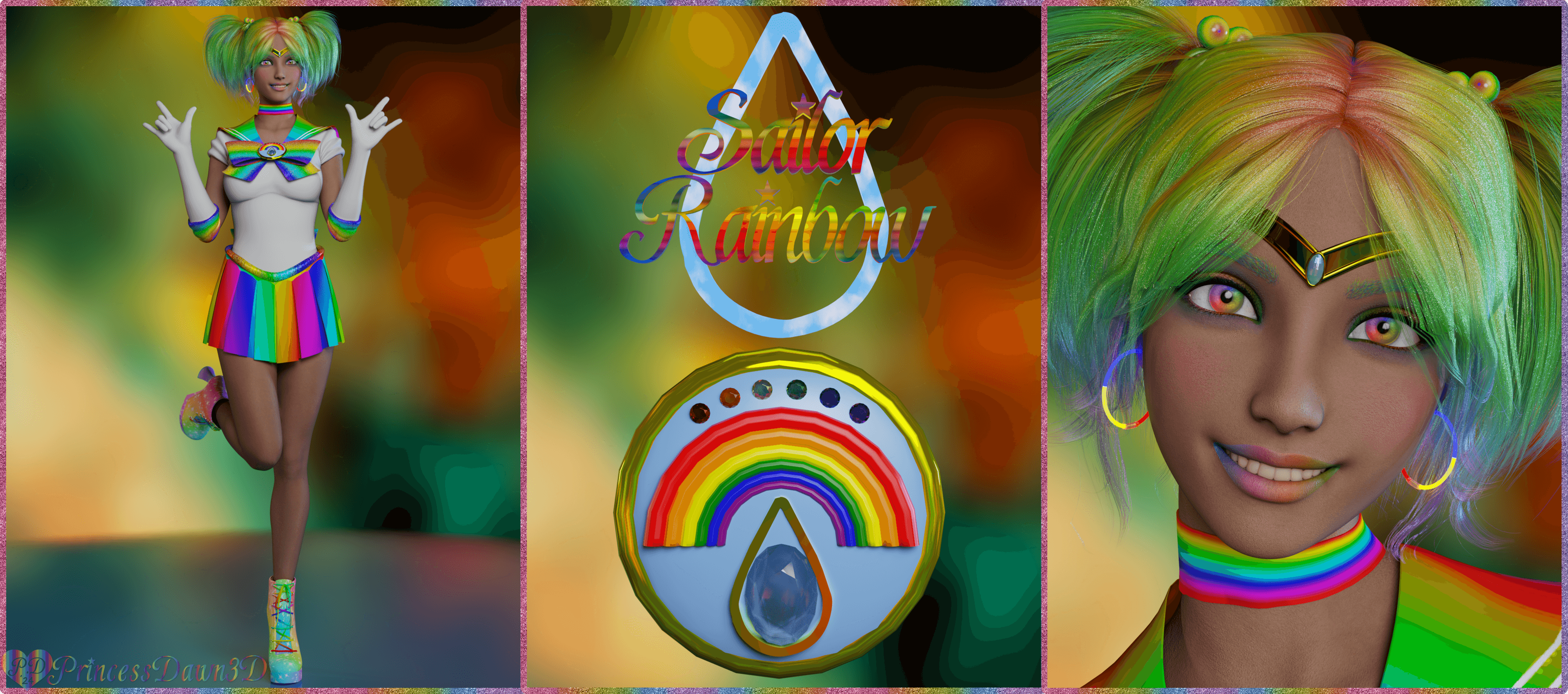 Sailor Rainbow 3D Render, Digital Art by PrincessDawn3D