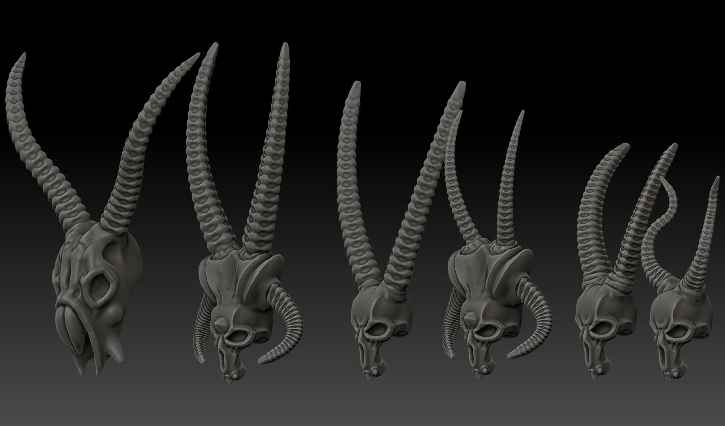 Horned Skulls Set - 3D Model by PRiNG
