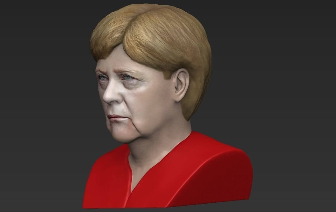 Angela Merkel Bust (Full Color) - 3D Model by PrintedReality