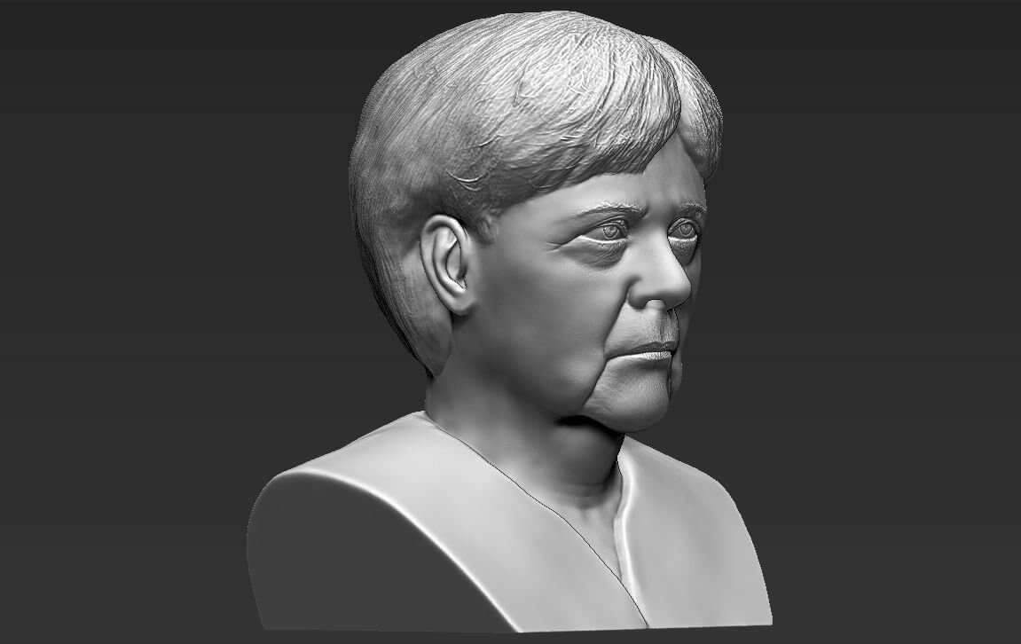 Angela Merkel Bust (Full Color) - 3D Model by PrintedReality