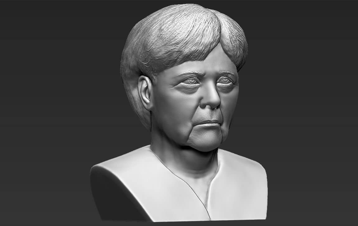 Angela Merkel Bust (Full Color) - 3D Model by PrintedReality