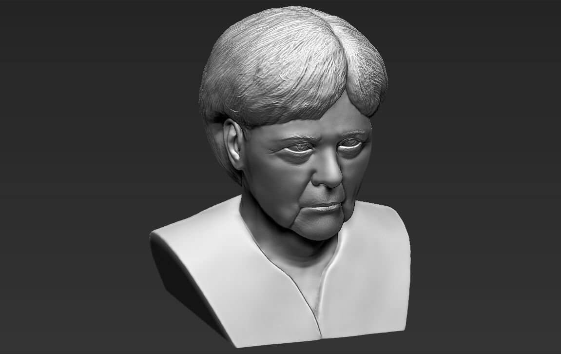 Angela Merkel Bust (Full Color) - 3D Model by PrintedReality