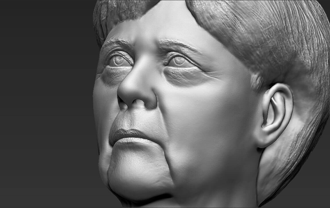 Angela Merkel Bust (Full Color) - 3D Model by PrintedReality