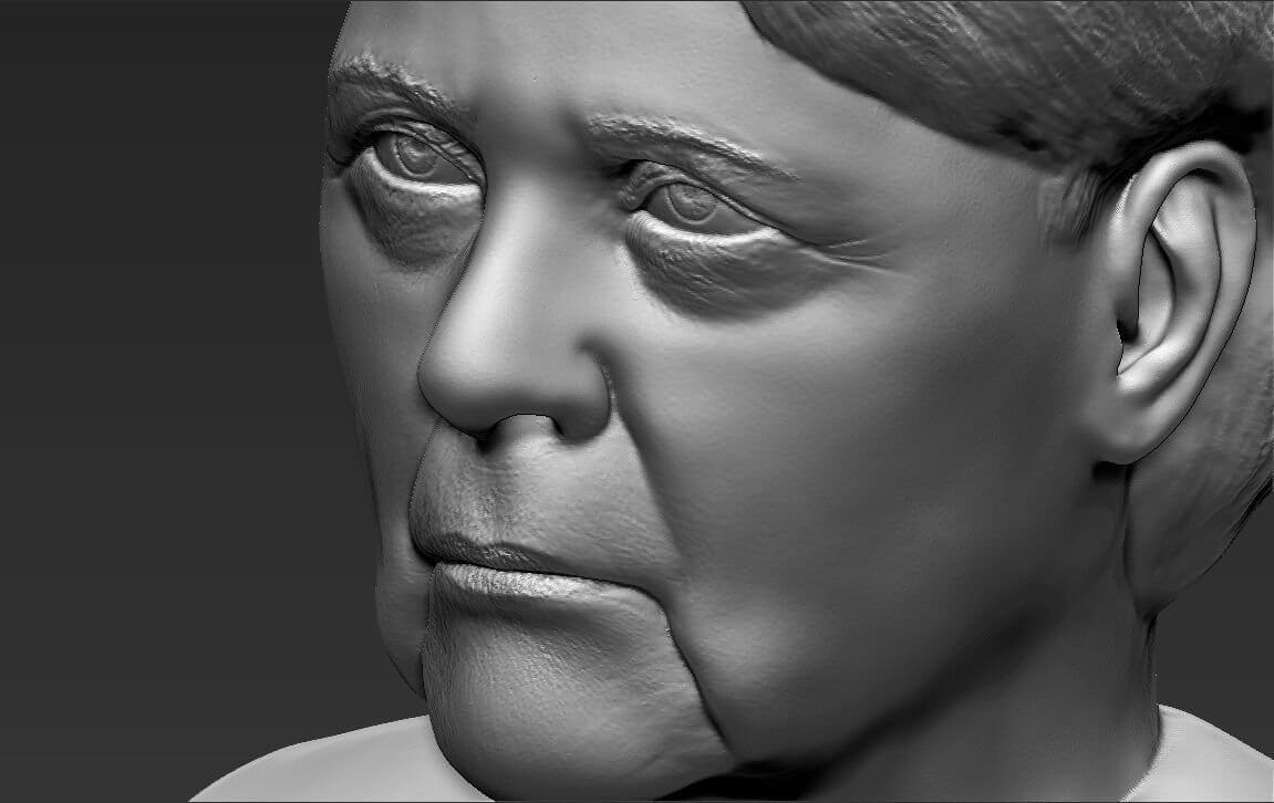 Angela Merkel Bust (Full Color) - 3D Model by PrintedReality