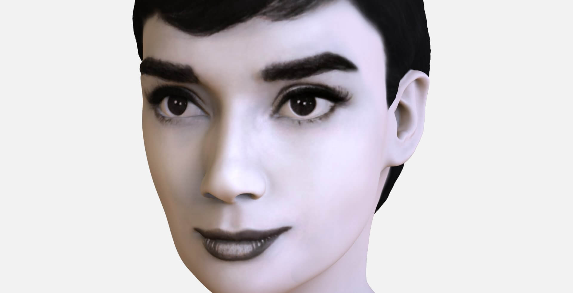 Audrey Hepburn Black and White Bust - 3D Model by PrintedReality