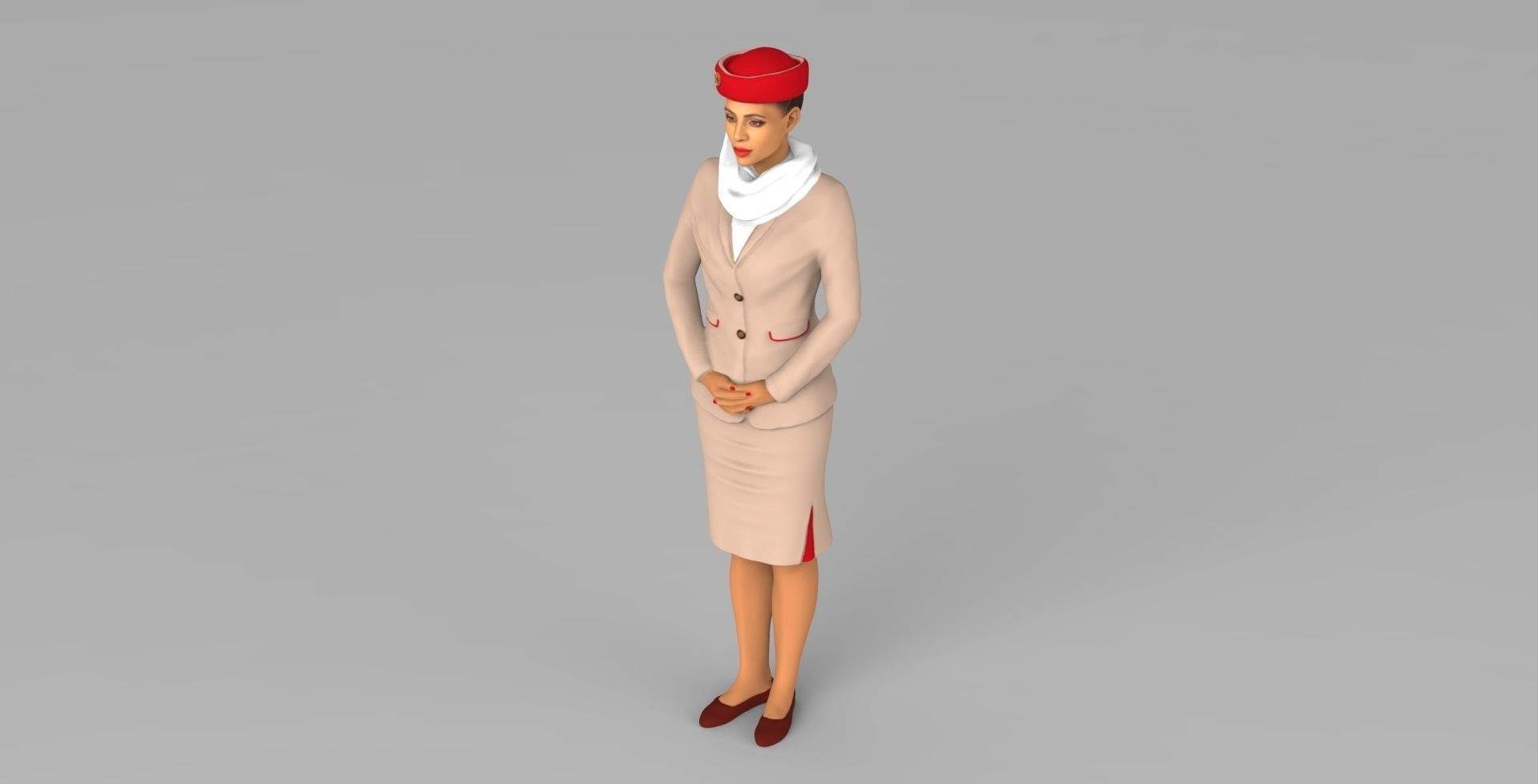 Emirates Airline Stewardes (Full Color) - 3D Model by PrintedReality