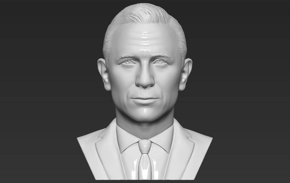 James Bond Daniel Craig Bust - 3D Print Model by PrintedReality