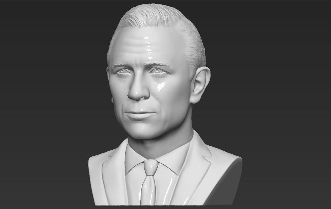 James Bond Daniel Craig Bust - 3D Model by PrintedReality