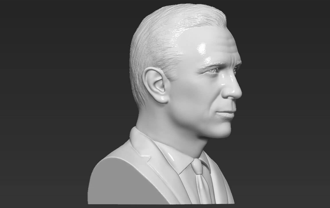 James Bond Daniel Craig Bust - 3D Model by PrintedReality