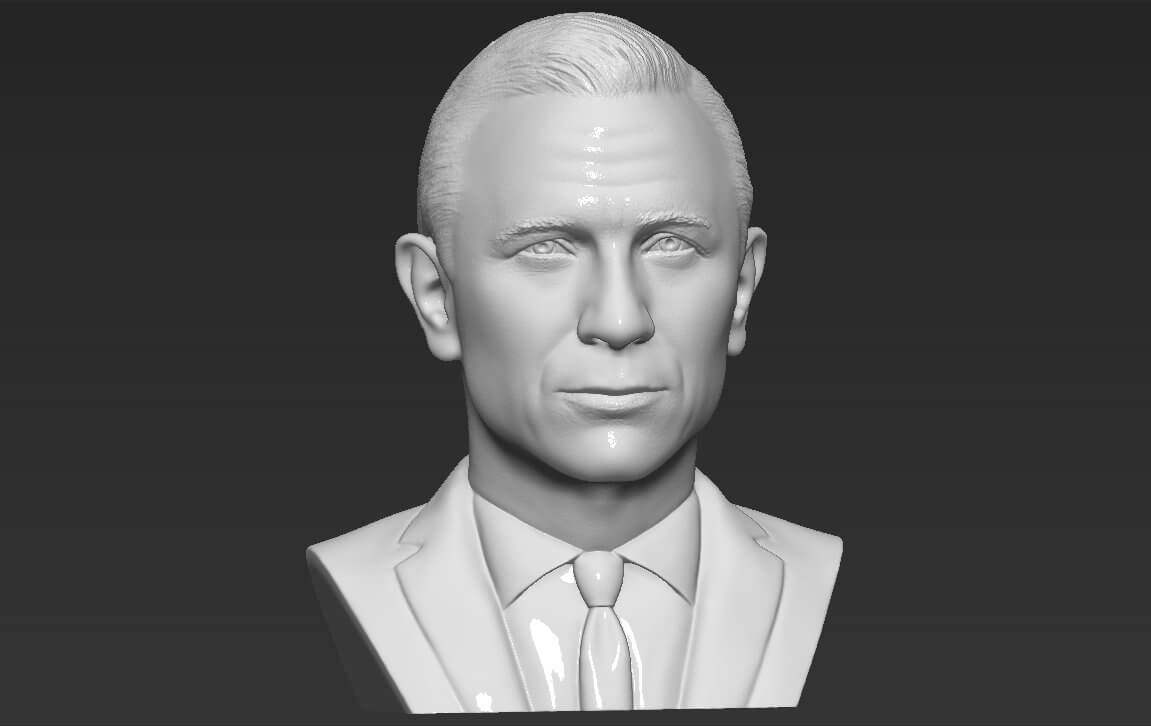 James Bond Daniel Craig Bust - 3D Model by PrintedReality