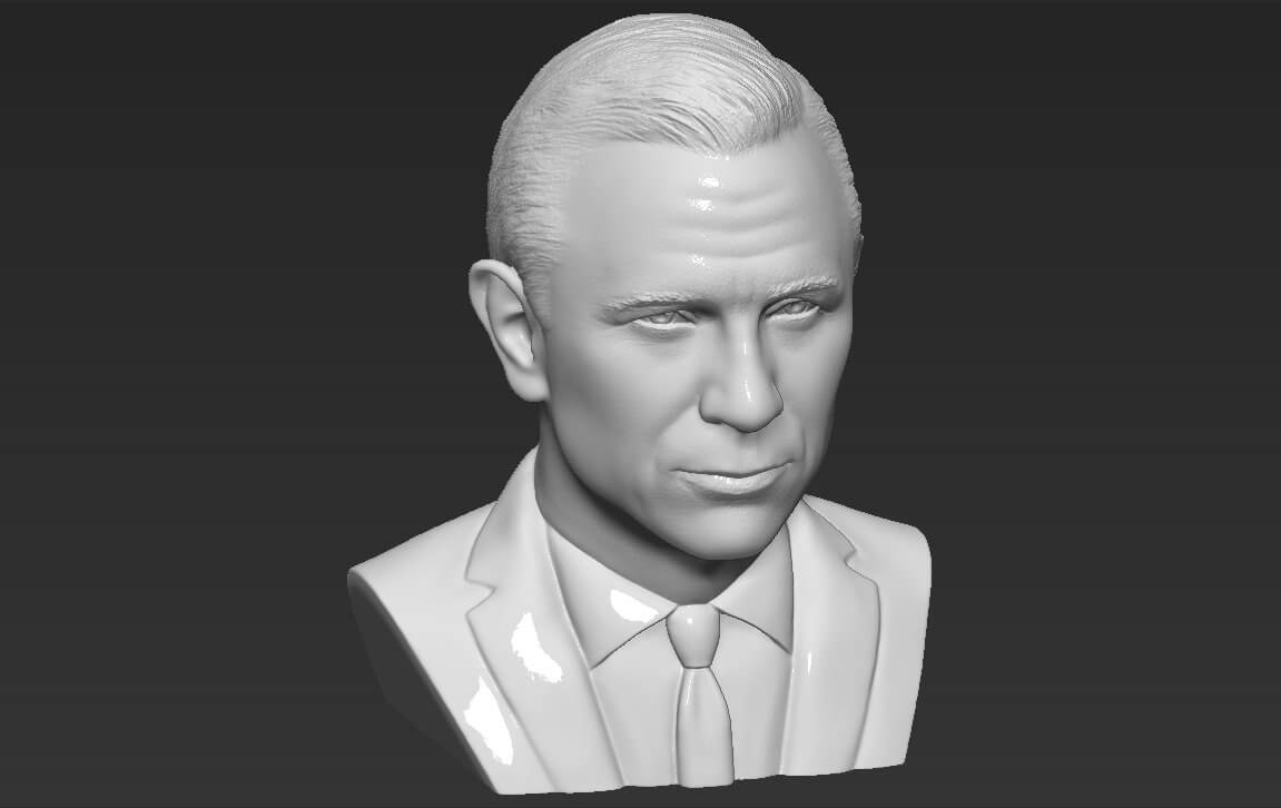 James Bond Daniel Craig Bust - 3D Model by PrintedReality