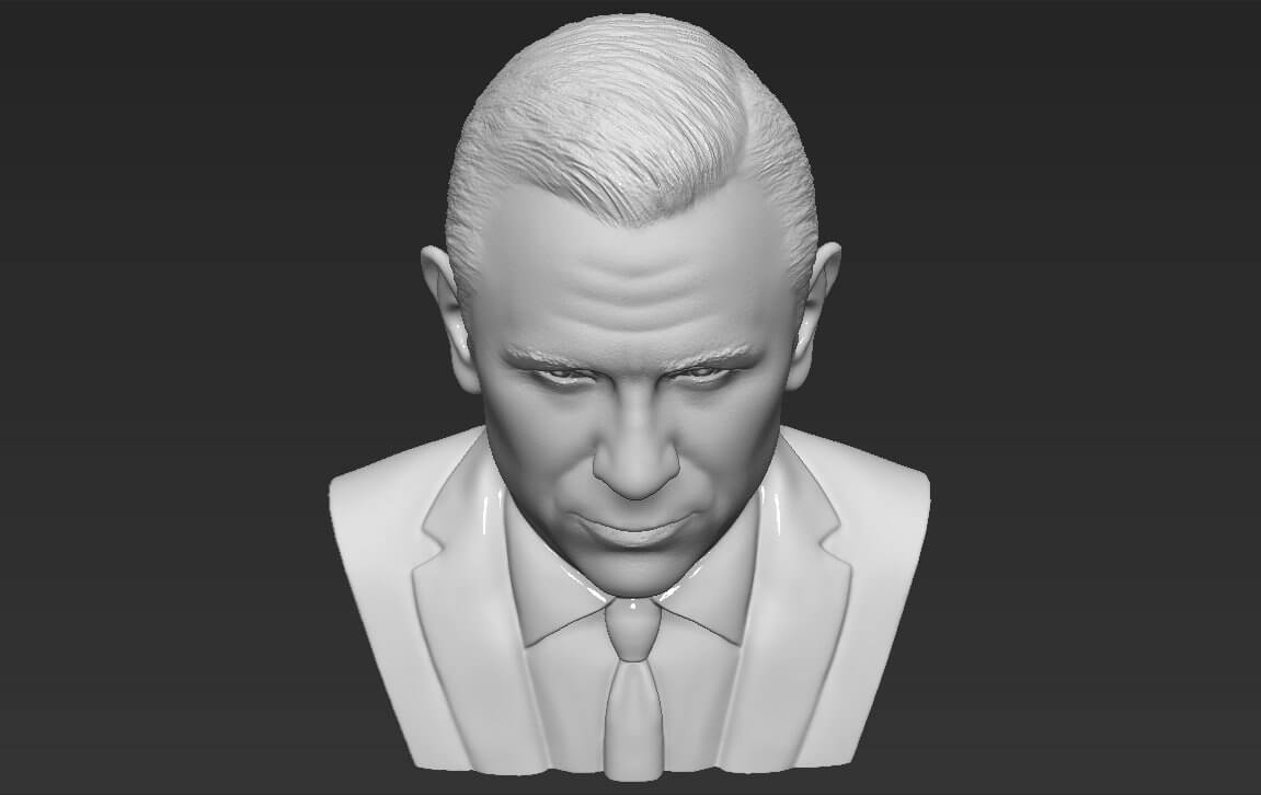 James Bond Daniel Craig Bust - 3D Model by PrintedReality