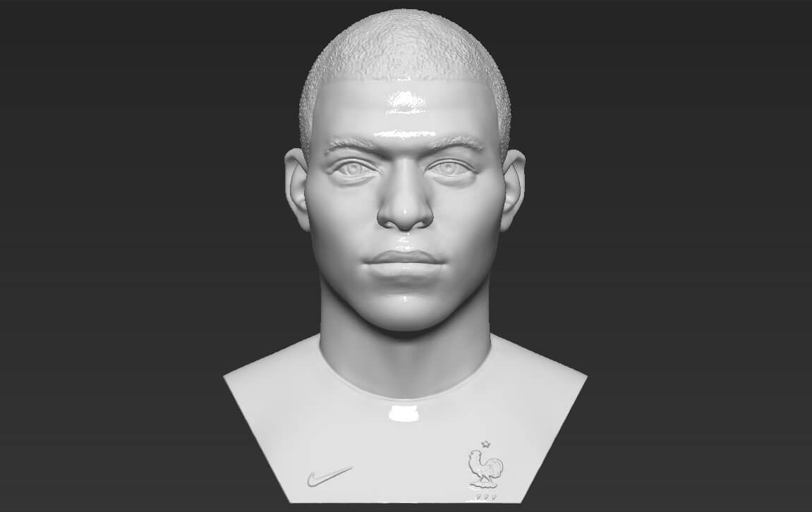 Kylian Mbappe Bust - 3D Print Model by PrintedReality
