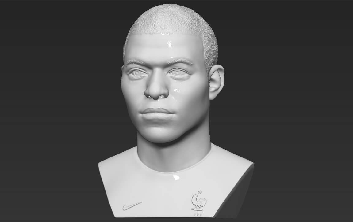 Kylian Mbappe Bust - 3D Model by PrintedReality