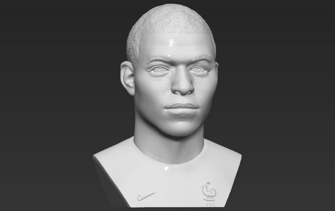 Kylian Mbappe Bust - 3D Model by PrintedReality