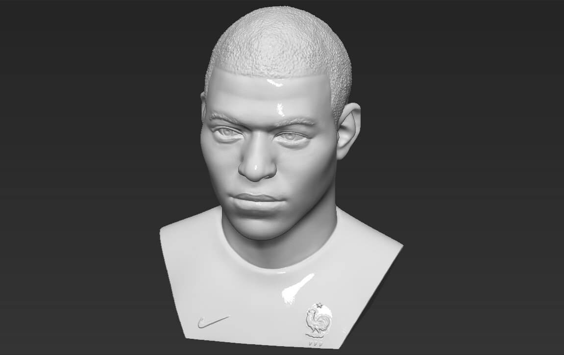 Kylian Mbappe Bust - 3D Model by PrintedReality