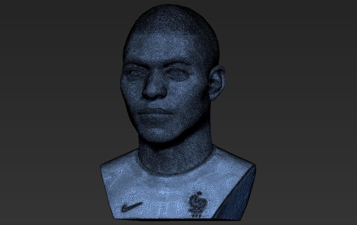 Kylian Mbappe Bust - 3D Model by PrintedReality