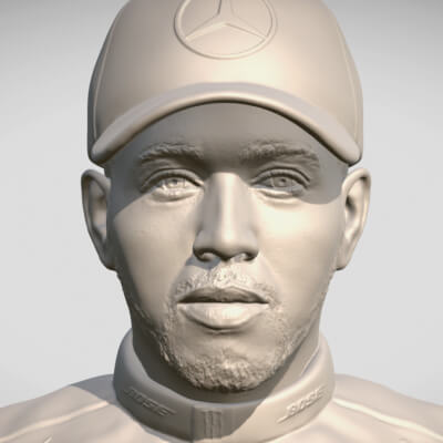 Lewis Hamilton Bust for 3D Printing by PrintedReality