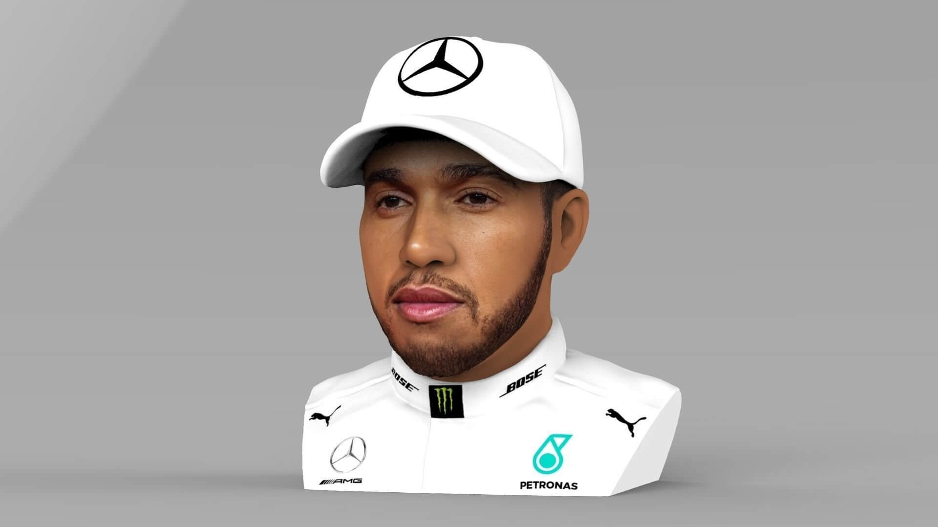 Lewis Hamilton Bust (Full Color) - 3D Model by PrintedReality