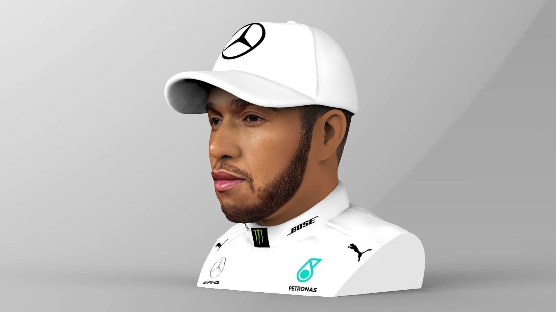 Lewis Hamilton Bust (Full Color) - 3D Model by PrintedReality