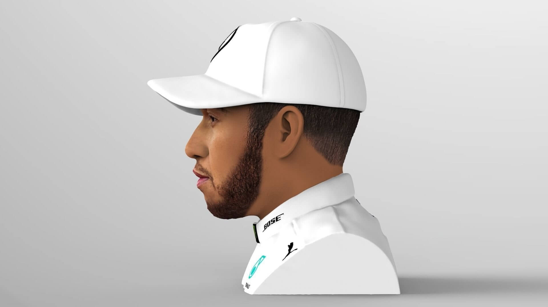 Lewis Hamilton Bust (Full Color) - 3D Model by PrintedReality