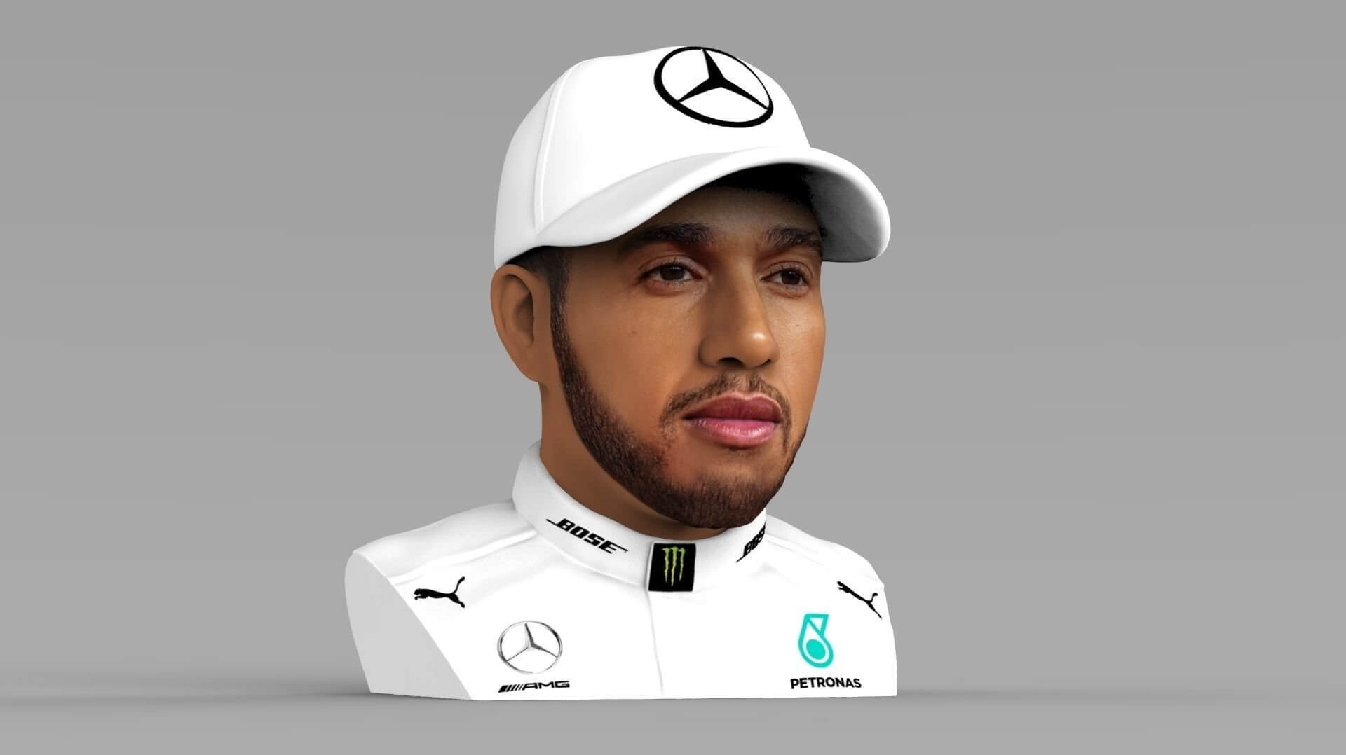 Lewis Hamilton Bust (Full Color) - 3D Model by PrintedReality