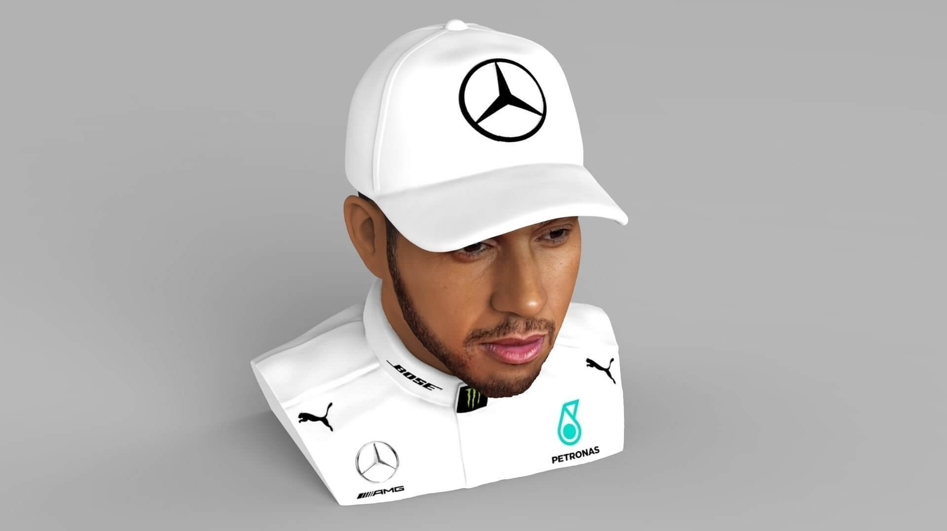 Lewis Hamilton Bust (Full Color) - 3D Model by PrintedReality