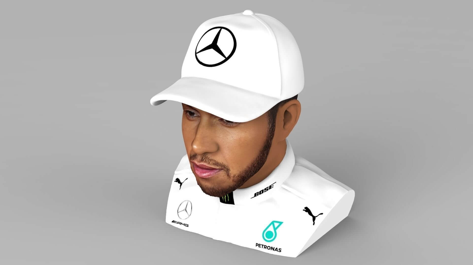 Lewis Hamilton Bust (Full Color) - 3D Model by PrintedReality