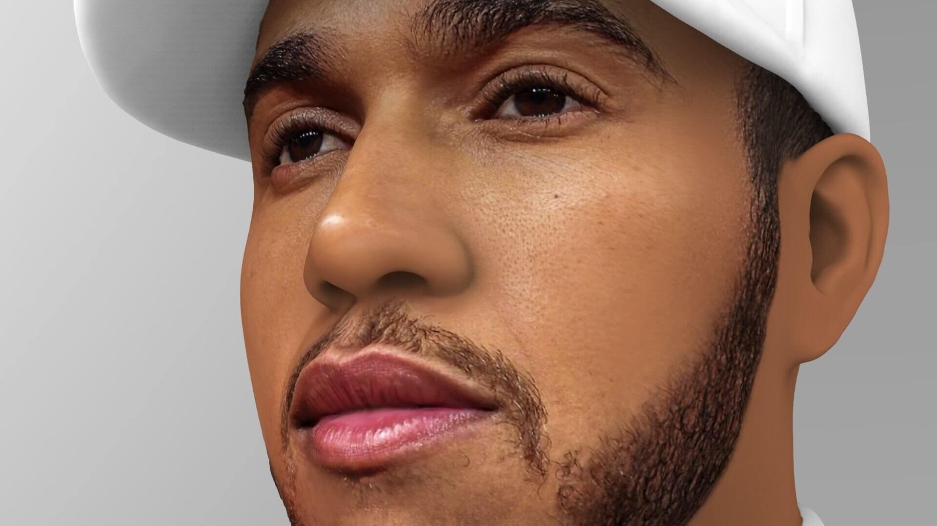 Lewis Hamilton Bust (Full Color) - 3D Model by PrintedReality
