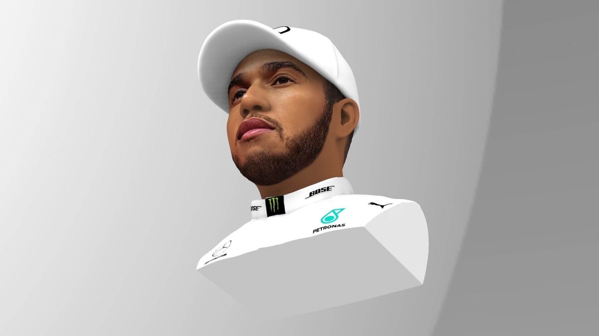 Lewis Hamilton Bust (Full Color) - 3D Model by PrintedReality