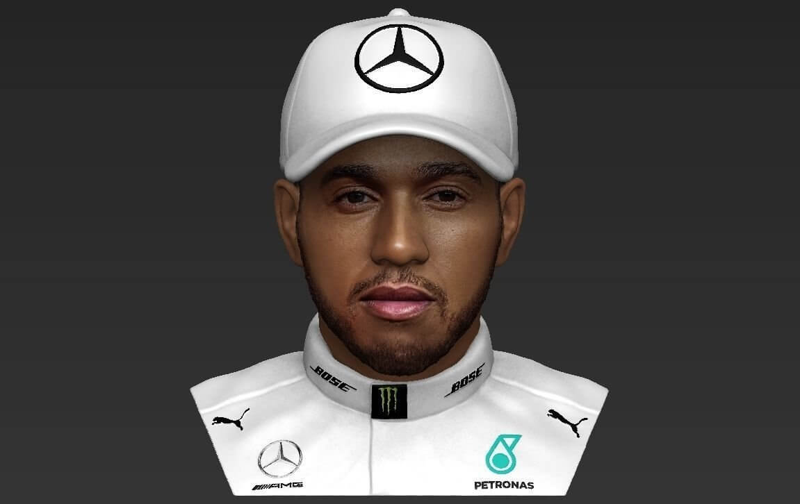 Lewis Hamilton Bust (Full Color) - 3D Model by PrintedReality