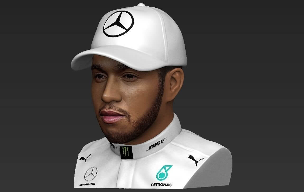 Lewis Hamilton Bust (Full Color) - 3D Model by PrintedReality
