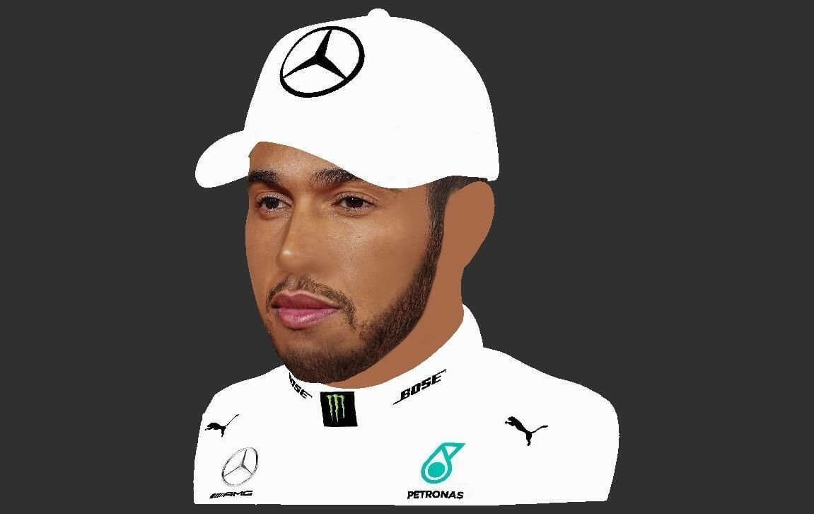Lewis Hamilton Bust (Full Color) - 3D Model by PrintedReality
