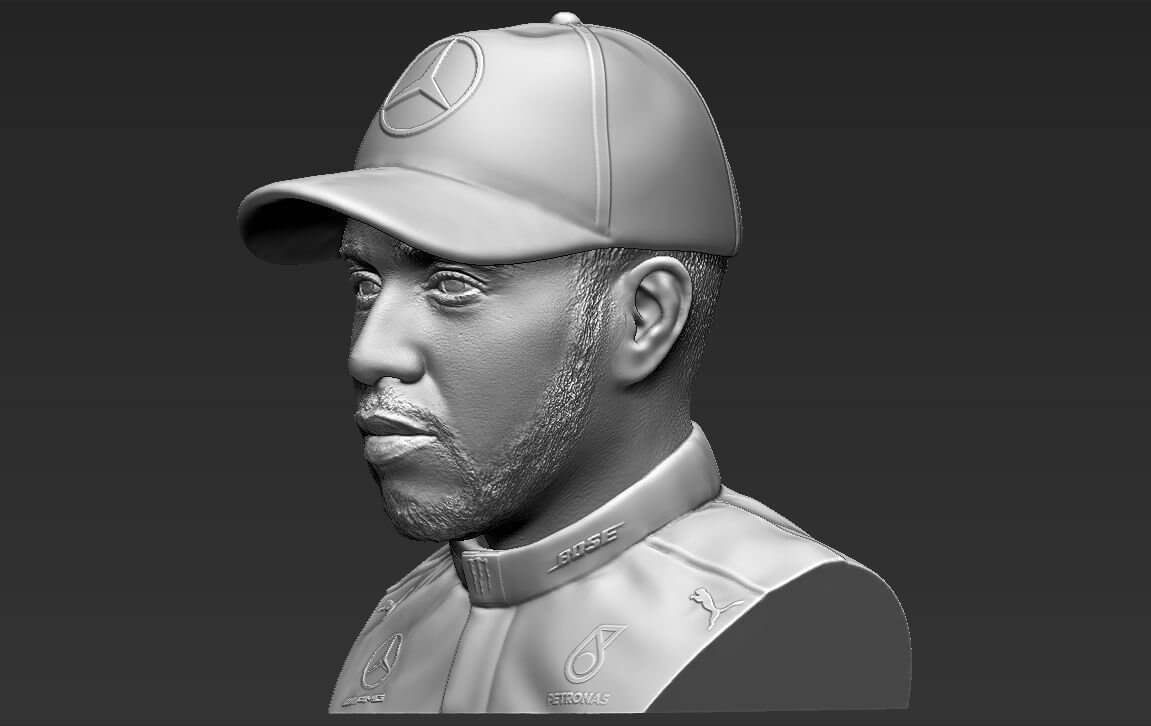 Lewis Hamilton Bust (Full Color) - 3D Model by PrintedReality