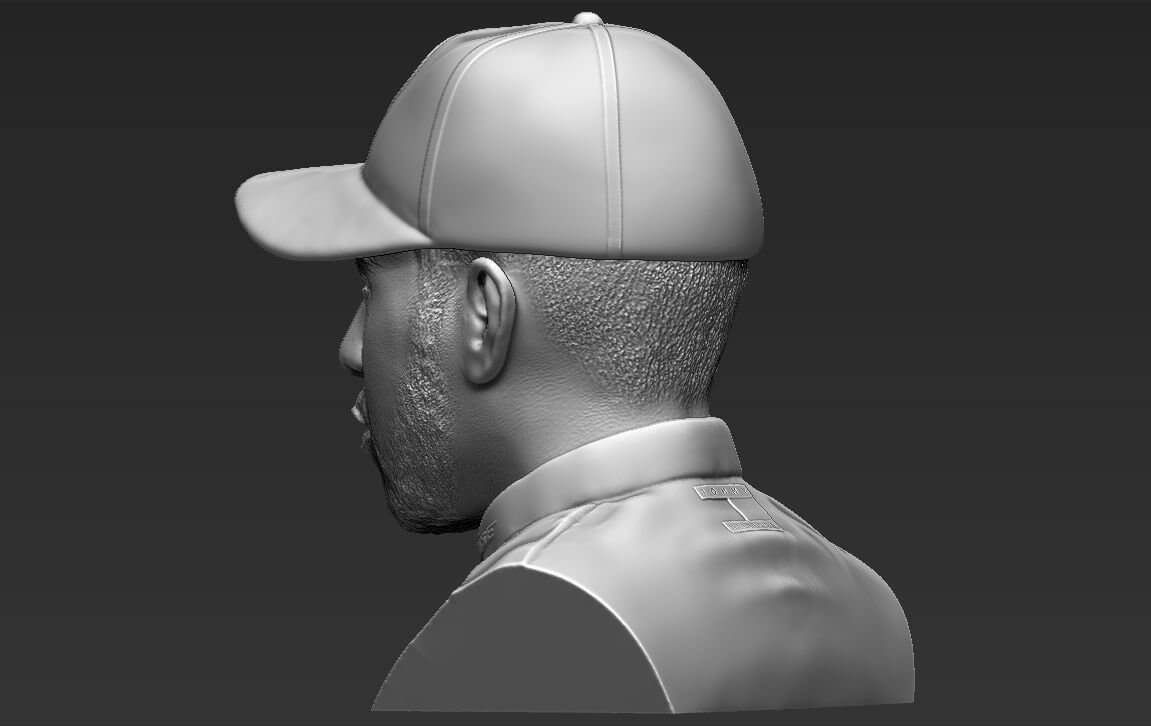 Lewis Hamilton Bust (Full Color) - 3D Model by PrintedReality