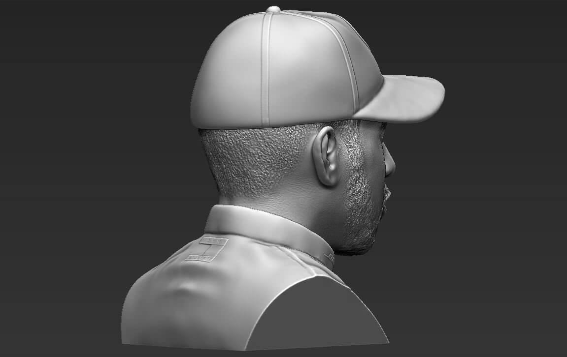 Lewis Hamilton Bust (Full Color) - 3D Model by PrintedReality