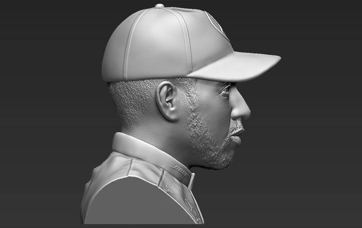 Lewis Hamilton Bust (Full Color) - 3D Model by PrintedReality
