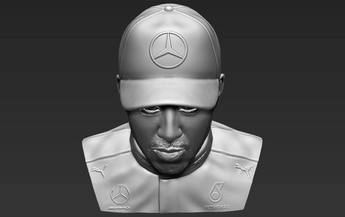 Lewis Hamilton Bust (Full Color) - 3D Model by PrintedReality