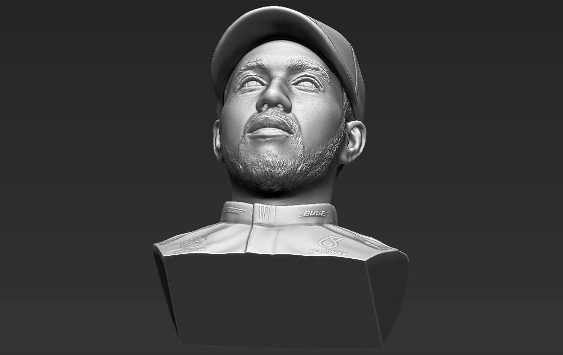 Lewis Hamilton Bust (Full Color) - 3D Model by PrintedReality