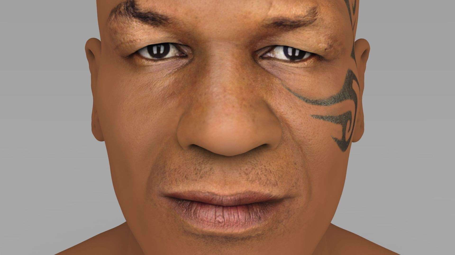 Mike Tyson Bust Full Color Print Ready 3D Model