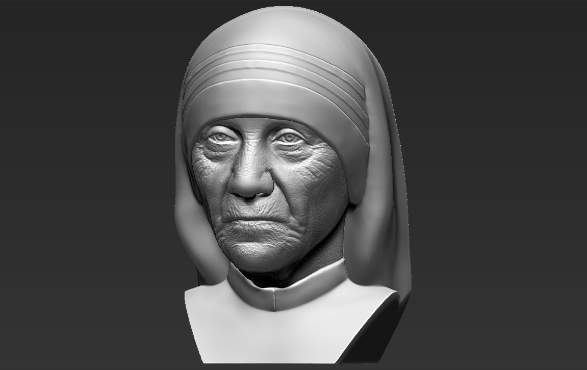 Mother Teresa Bust - 3D Model by PrintedReality