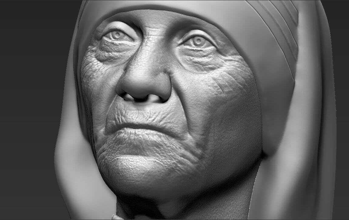 Mother Teresa Bust - 3D Model by PrintedReality